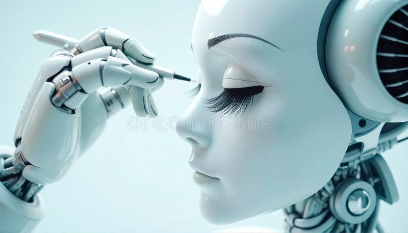 Robotic Arm Made Face Using Eyelash Extension Device. Robot Precise and ...