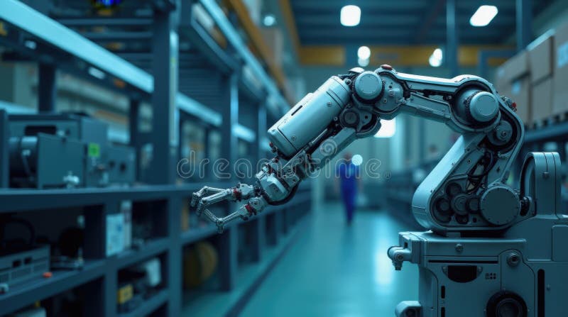 A Robotic Arm is Maneuvering Precision Tools in a High-tech ...