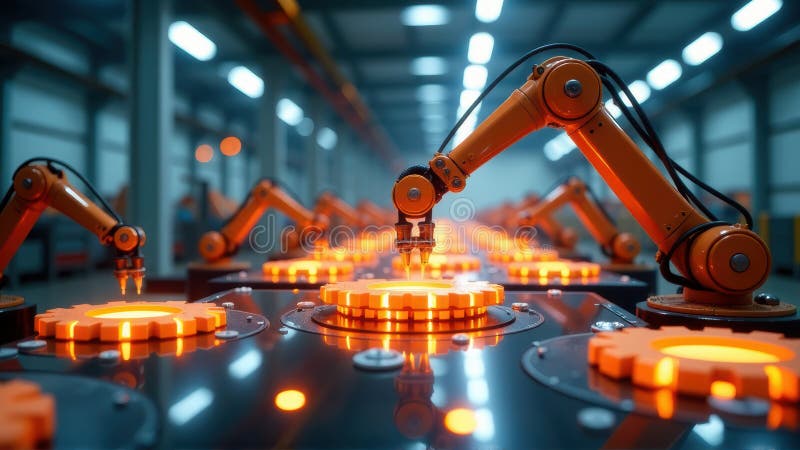 Robotic Arm Manufacturing Assembly Line. Stock Illustration ...