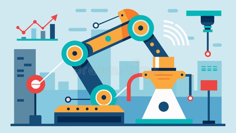 A Robotic Arm in a Manufacturing Plant with Data Points Indicating ...