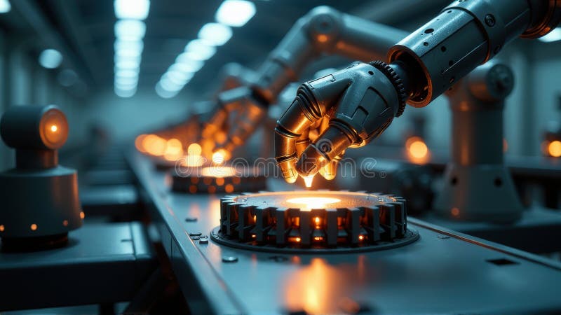 Robotic Arm Manufacturing Process. Stock Illustration - Illustration of ...