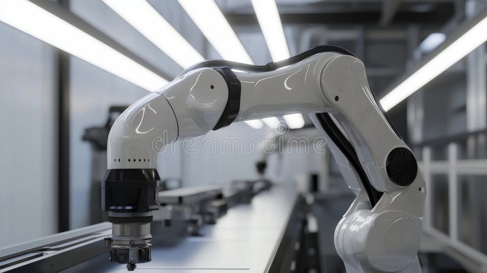 Robotic Arm in Modern Industrial Setting, Focused View Stock ...