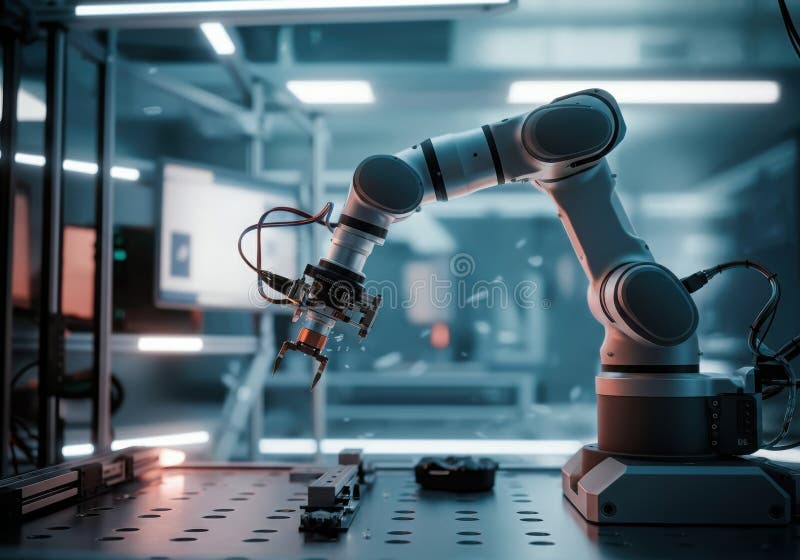 Robotic Arm in a Modern Industrial Setting, Showcasing Advanced Technology Stock Photo - Image ...