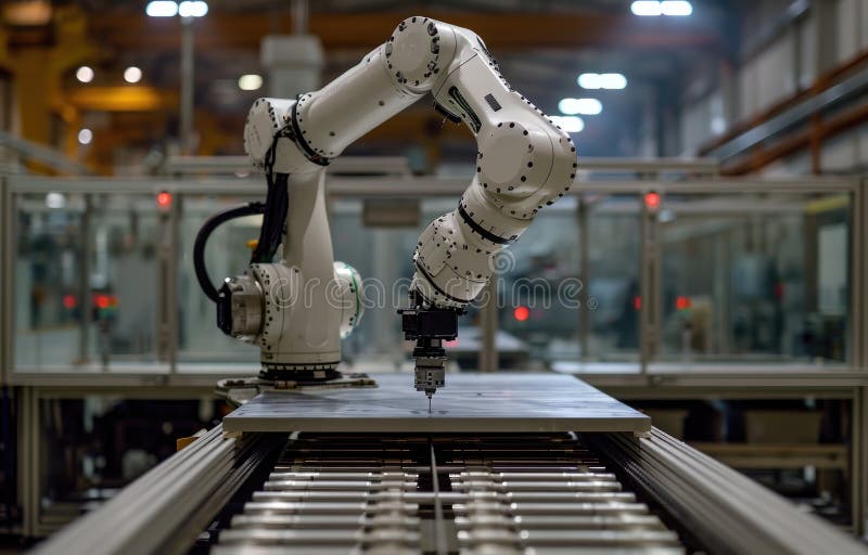 Robotic Arm Moves Steel in Factory Stock Illustration - Illustration of ...