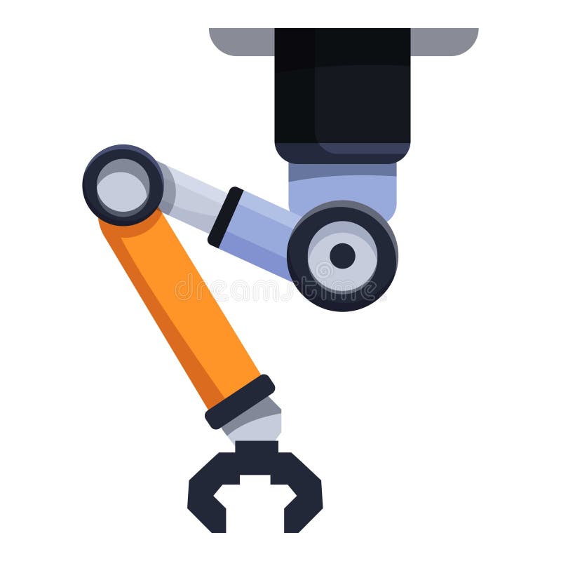 Robotic Arm Moving Down with Open Claw Gripper Stock Illustration ...