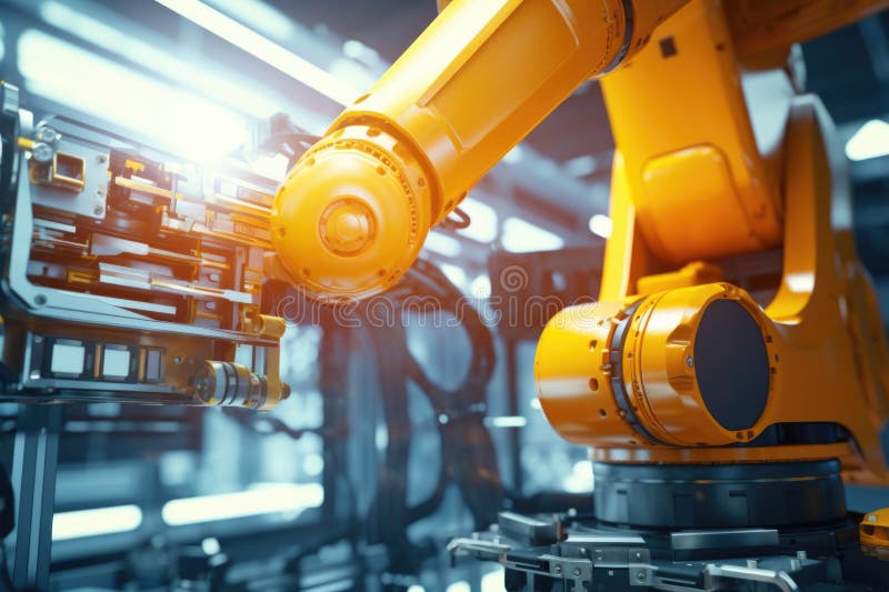 Robotic Arm Moving through a Factory, Suitable for Industrial Concepts ...