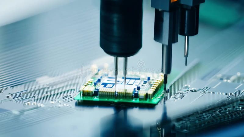 Automated Circuit Board Testing in a Factory Stock Footage - Video of ...