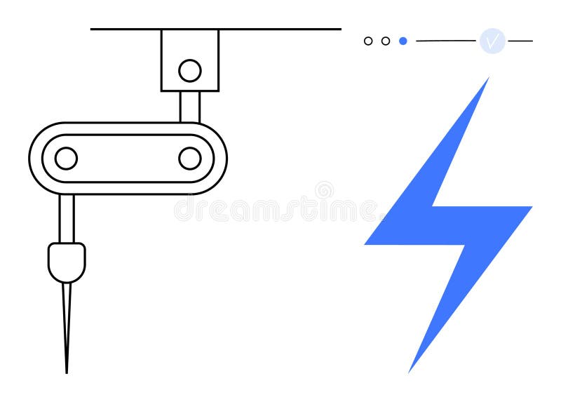 Robotic Arm with Control Interface and Lightning Bolt Symbolizing ...