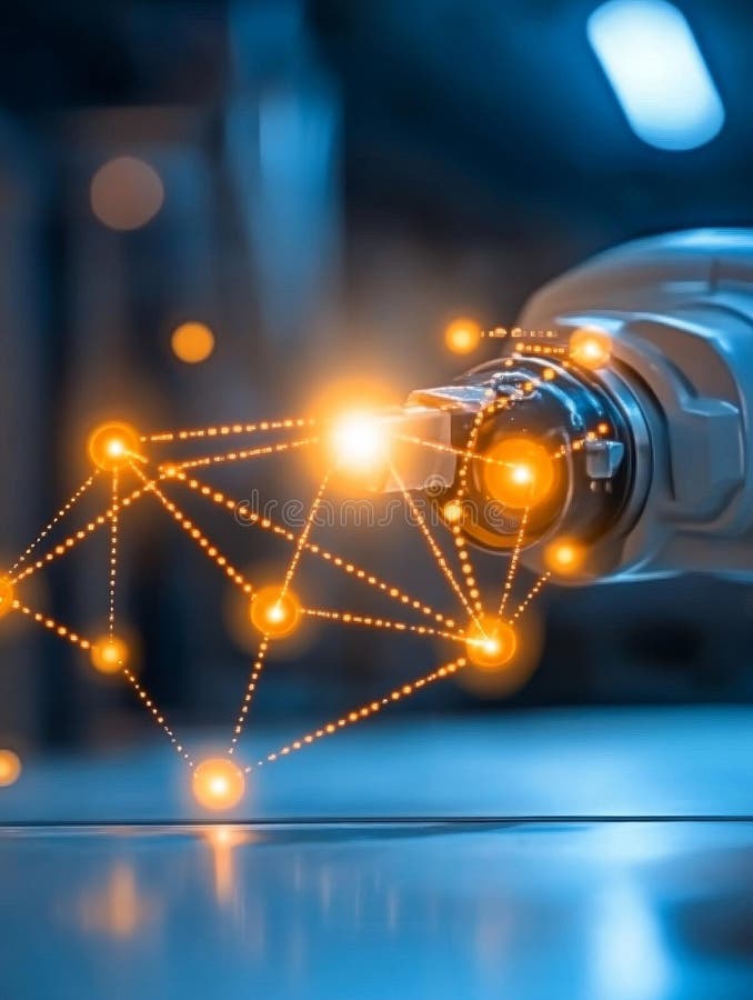 Robotic Arm Network Connection Futuristic Technology Network Automation ...