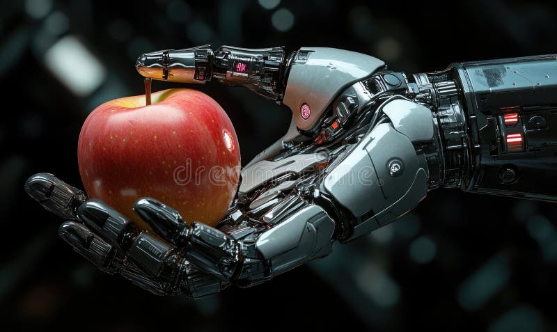 Robotic Arm Offering a Fresh Apple Stock Photo - Image of intelligence ...