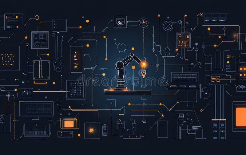 A Robotic Arm Operates within a Complex Network of Electronic Circuits ...