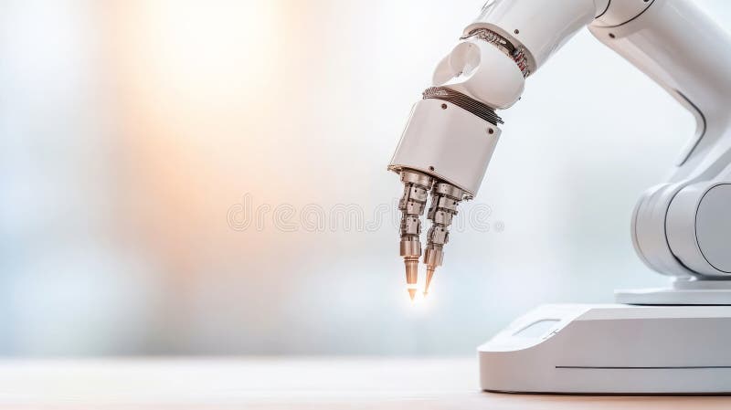 A Robotic Arm Operates in a Contemporary Office, Highlighting the ...