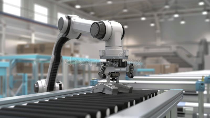 Industrial Robotic Arm Assembling Products in Factory Stock Image ...