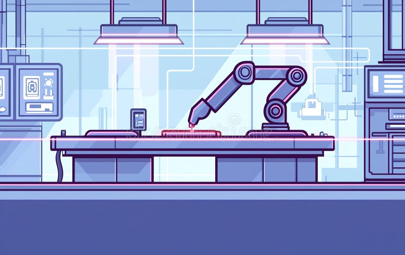 Modern Robotics Workstation High Tech Industrial Production Environment ...