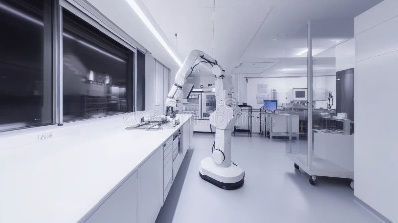 Robotic Arm Operating in a Modern Laboratory during a Research Session ...