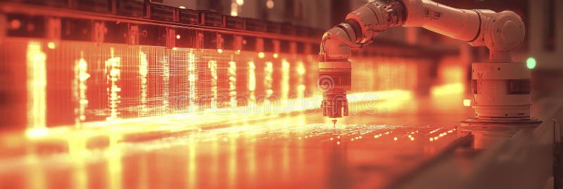 Robotic Arm and Orange Data Stream Interaction Stock Illustration ...