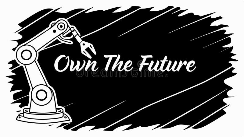 Robotic Arm with Own the Future Text, Technology and Innovation. Vector ...