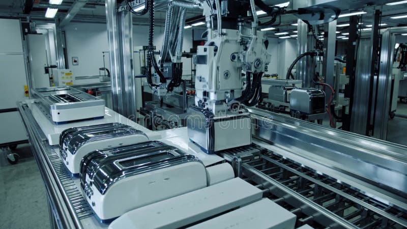 Robotic Arm Packaging Toasters in Modern Factory Stock Video - Video of ...