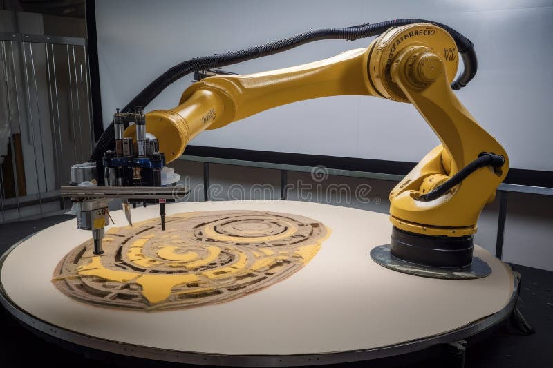 A Robotic Arm Painting a Curved Surface with Ease and Precision Stock ...