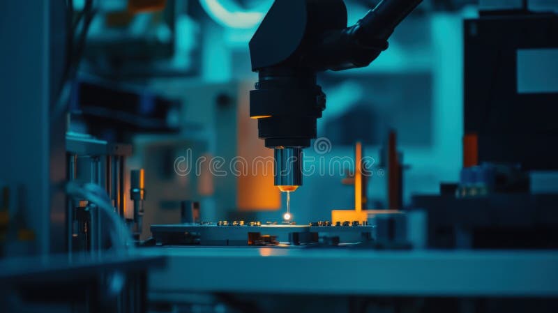 Robotic Arm Performing Laser Welding on Circuit Board in Factory Stock ...