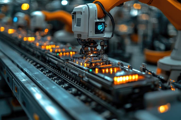 A Robotic Arm Performing Maintenance or Assembly Tasks on a Machine ...