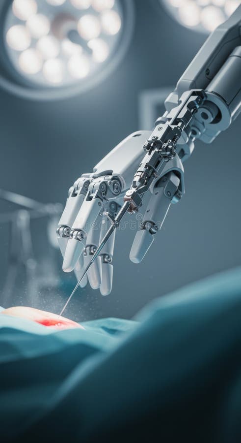 Robotic Arm Performing Precise Surgery in a Modern Operating Room Stock ...