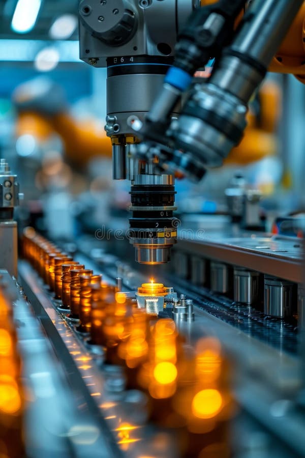 Robotic Arm Performing Precision Work on Assembly Line, Showcasing ... Robotic Arm Performing Precision Work on Assembly Line, Showcasing ...