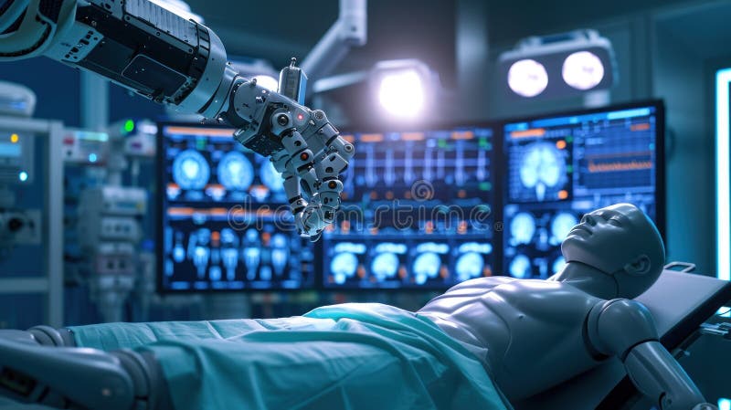 Robotic Arm Performing Surgical Procedure on Medical Dummy, with AI ...