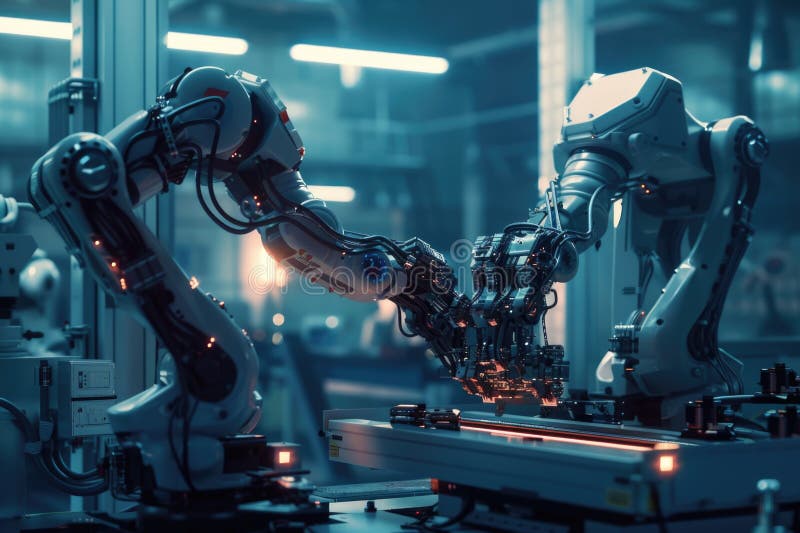 A Robotic Arm Performing Tasks on a Machine Stock Image - Image of ...