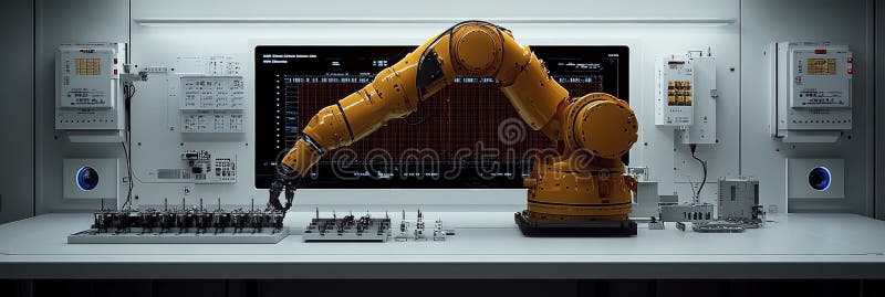 Robotic Arm Performing Tasks in a Technical Lab Setup Stock ...