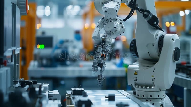 Robotic Arm Picking Component from Conveyor Belt in Factory Stock ...