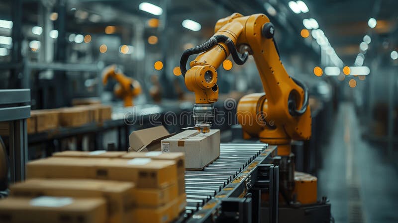 Robotic Arm, Picking and Placing Objects, Industrial Stock Photo ...