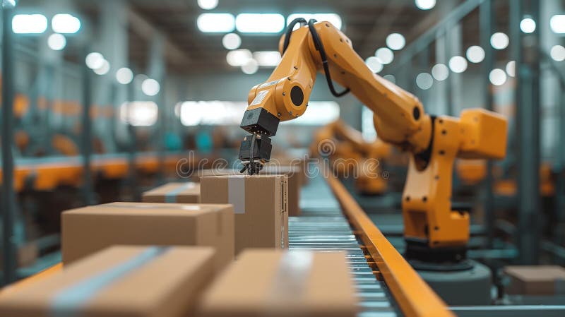 Robotic Arm, Picking and Placing Objects, Industrial Stock Photo ...