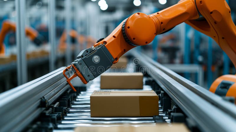 Robotic Arm, Picking and Placing Objects, Industrial Stock Photo ...