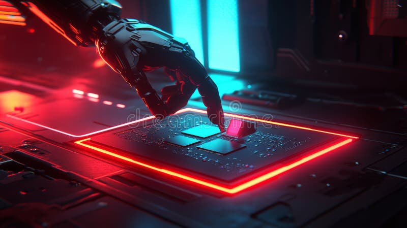 A Robotic Arm is Placing Advanced Microchips in Position Stock Image ...