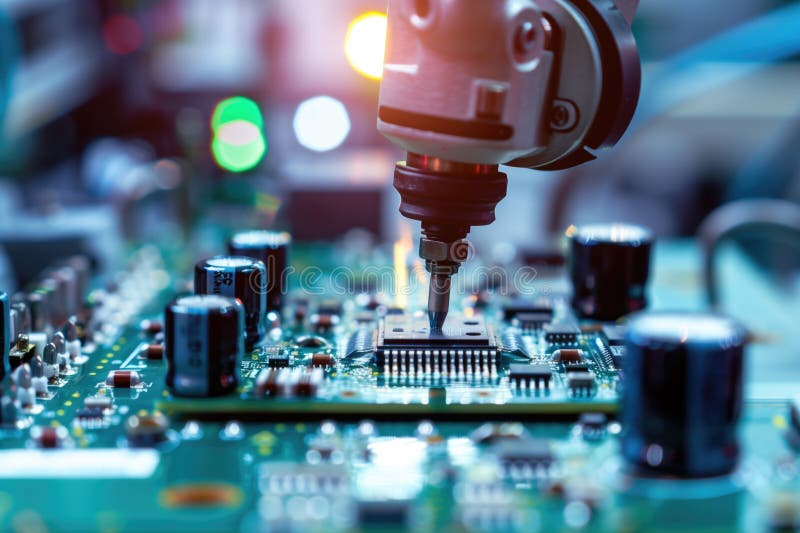 Robotic Arm Placing Electronic Components on Circuit Board with ...