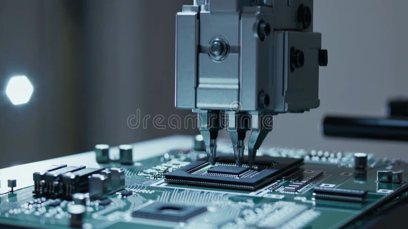 Robotic Arm Placing Microchip on Circuit Board Stock Footage - Video of ...
