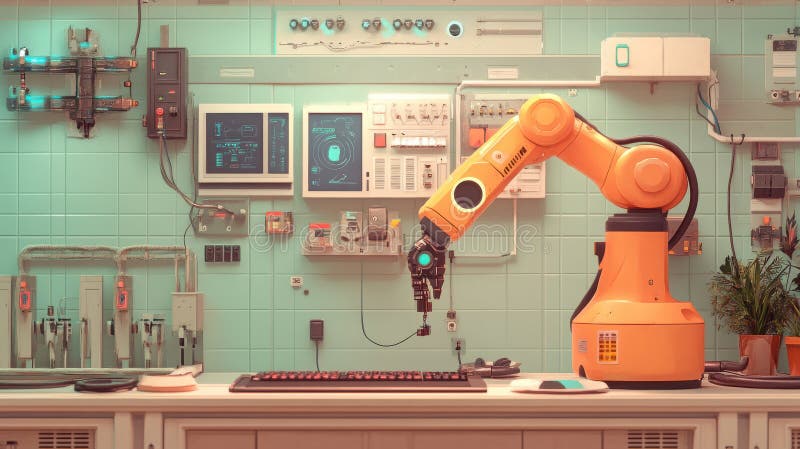 Robotic Arm Powered by AI Assembling High Tech Gadgets in Futuristic ...