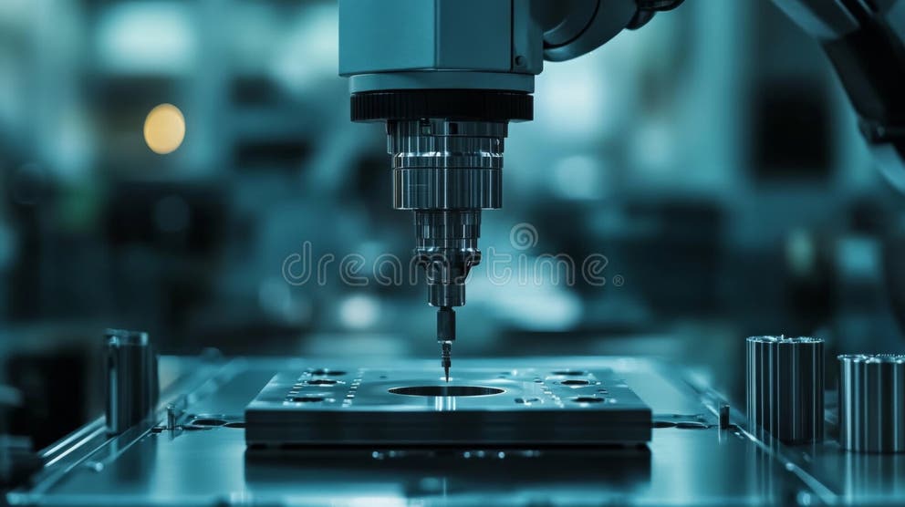 Robotic Arm Precisely Machines Metal Plate Stock Illustration ...