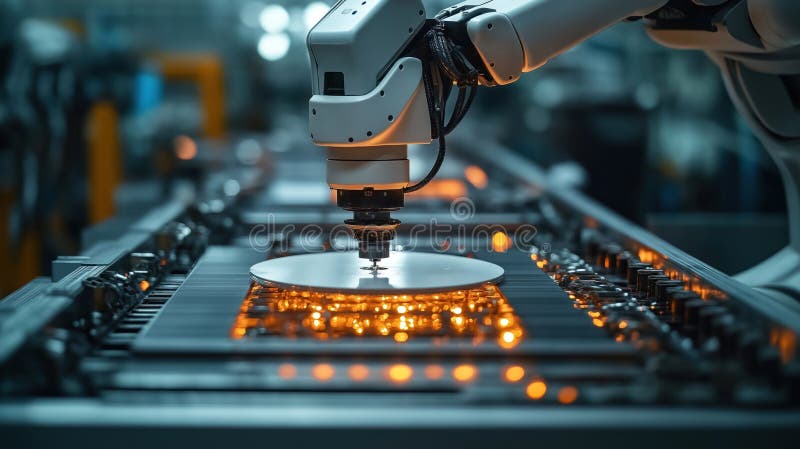 Robotic Arm Precisely Moves Silicon Wafer on Tool Table in ...