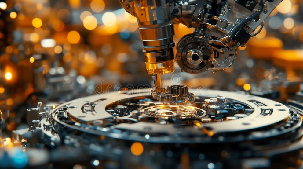 Robotic Arm Precisely Placing Microchip Component Stock Illustration ...