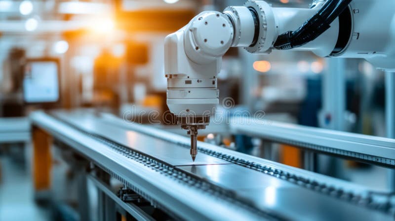 Robotic Arm Precisely Processes Metal Sheet in Factory Stock ...