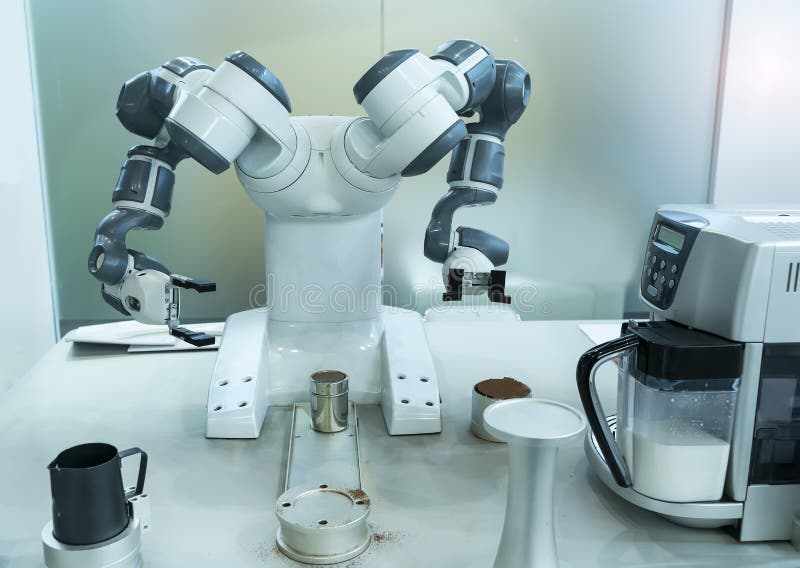 Robotic Arm Preparing Coffee in Coffee Machine Stock Photo - Image of ...