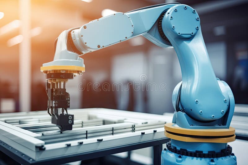 Robotic Arm Preparing To Attach Final Component of a Product on ...