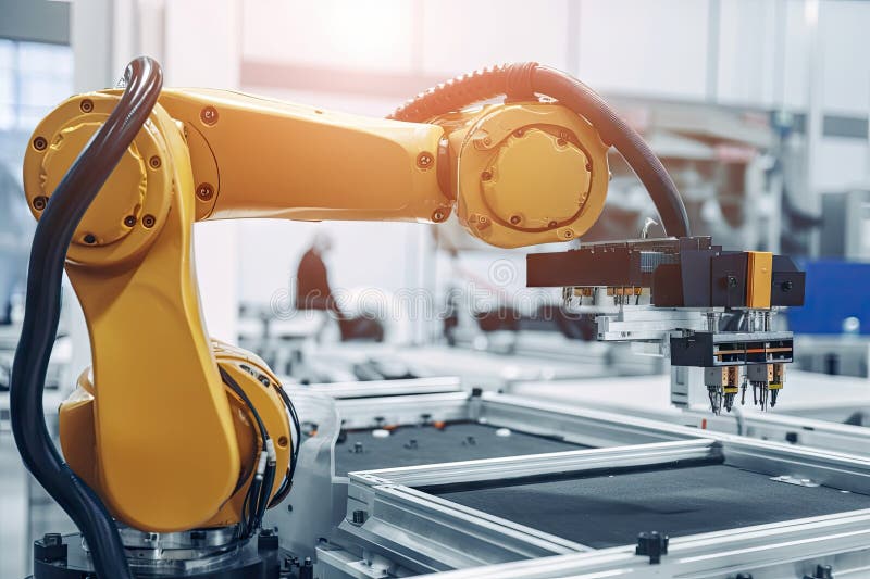 Robotic Arm Preparing To Attach Final Component of a Product on ...