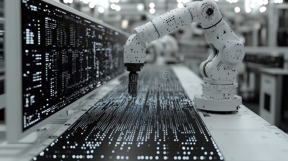 Robotic Arm Processing Data in Innovative Tech Environment Stock ...