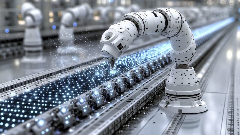 Robotic Arm Processing Detailed Digital Components Stock Illustration ...