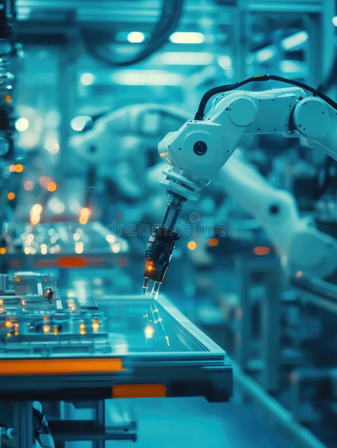 Robotic Arm Processing Glass Stock Image - Image of machinery, glass ...