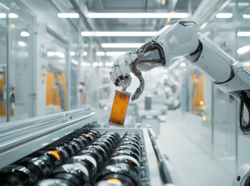 A Robotic Arm Produces a Lithium-ion or Rechargeable Battery in 3D on a ...