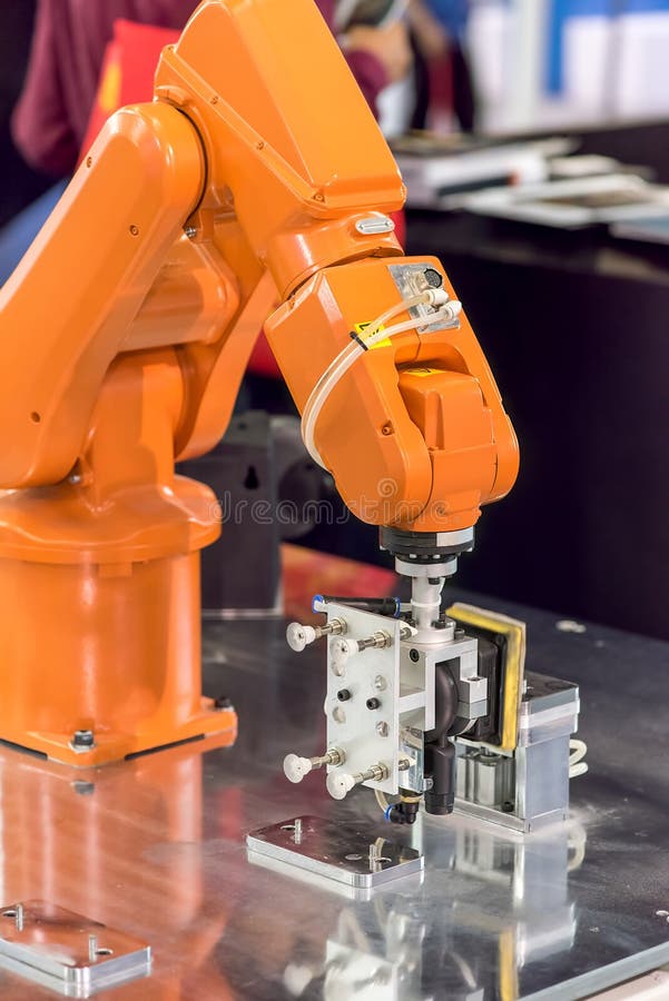 Robotic Arm at Production Isolated on White Stock Image - Image of ...